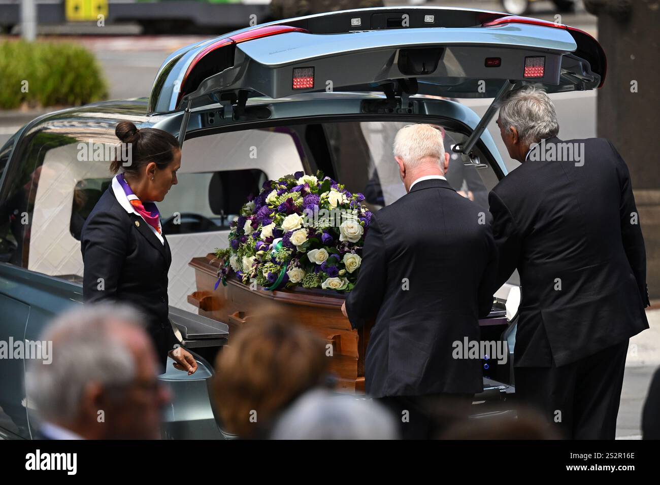 Melbourne, Australia. 18th Dec, 2024. The casket of Neale Fraser is ...