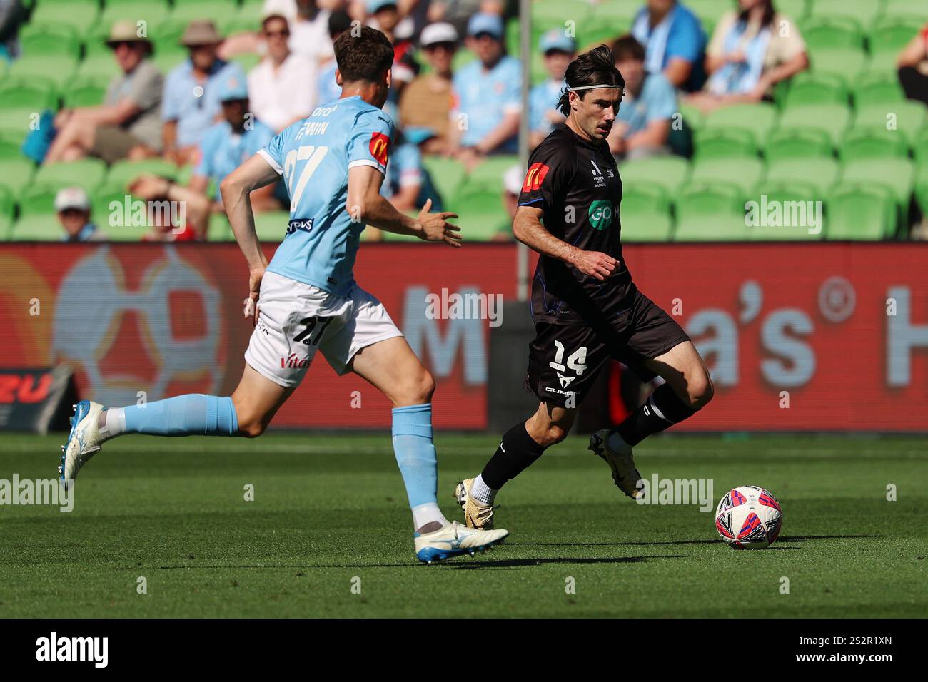 Melbourne, Australia. 15th Dec, 2024. Liam Gillion of Auckland FC takes ...