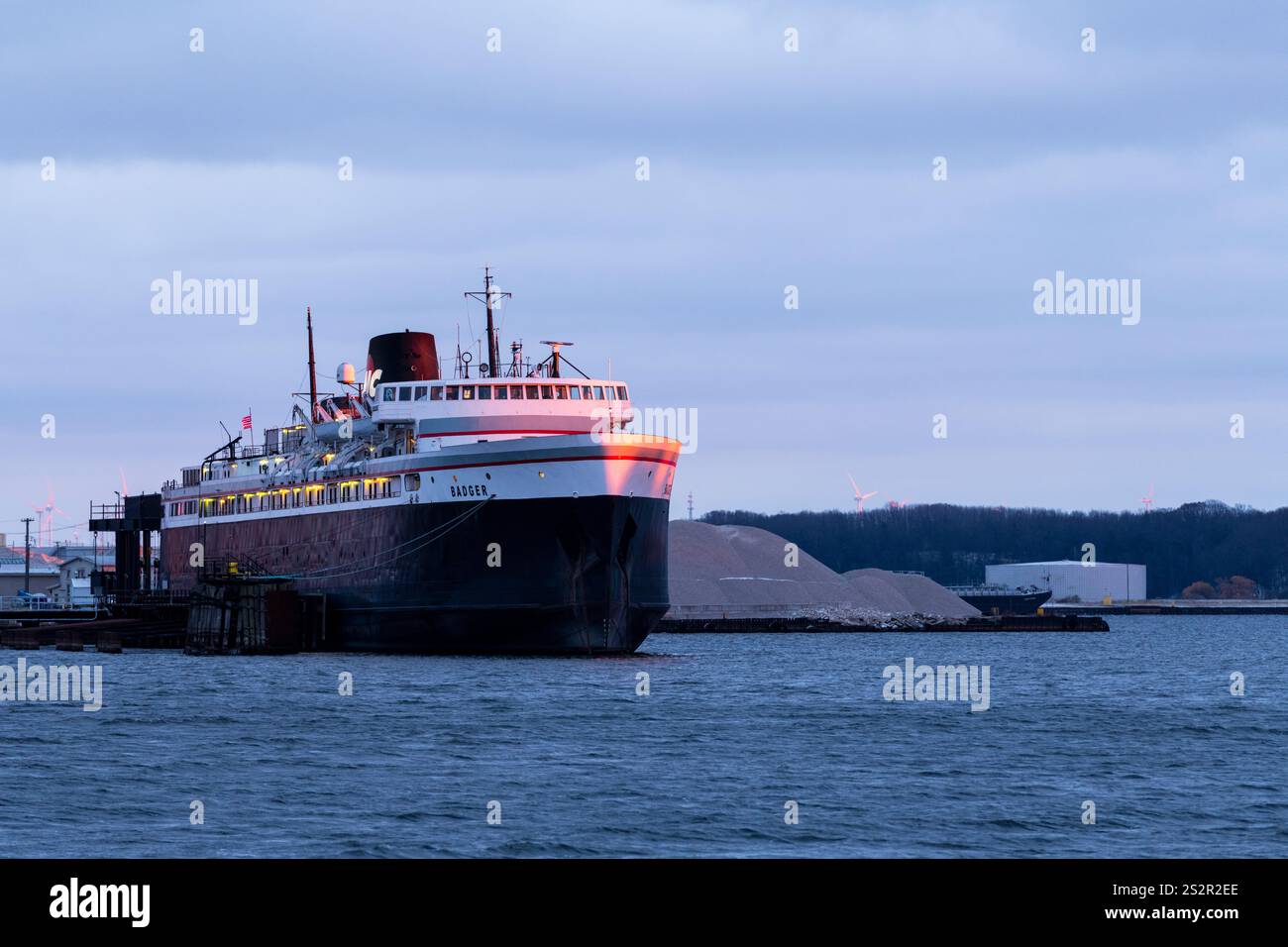 The Lake Michigan Carferry, the SS Badger at dock in its winter home ...