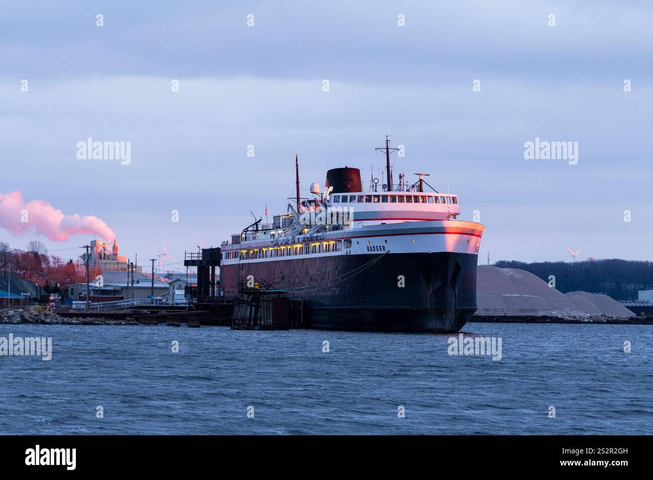 The Lake Michigan Carferry, the SS Badger at dock in its winter home ...