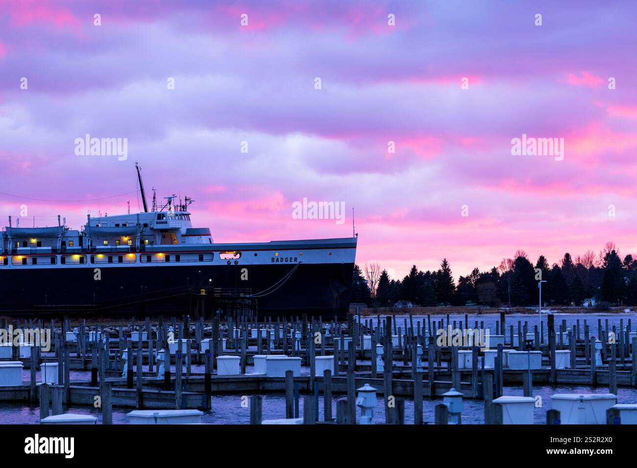 The Lake Michigan Carferry, the SS Badger at dock in its winter home ...