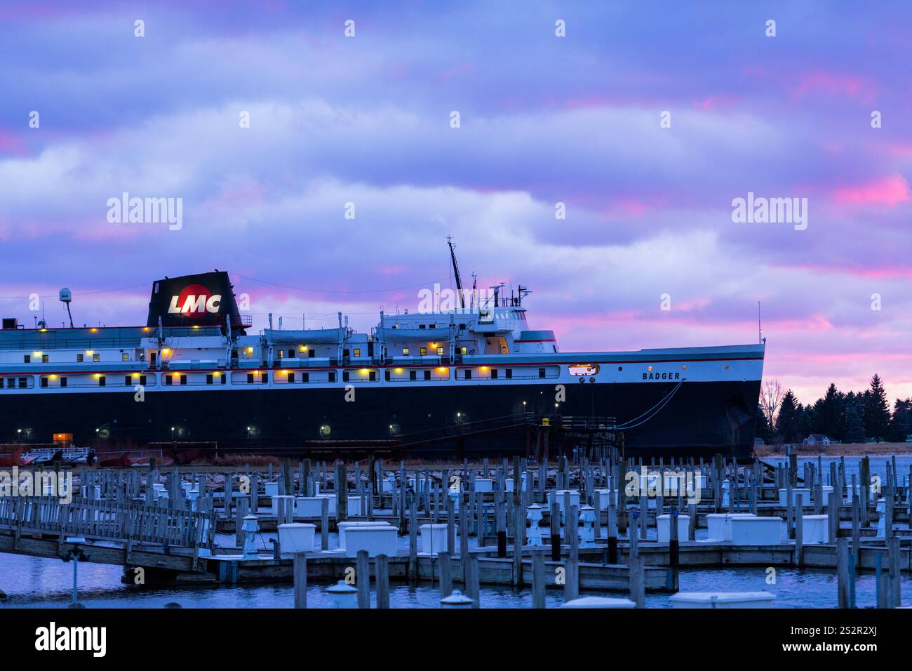 The Lake Michigan Carferry, the SS Badger at dock in its winter home ...