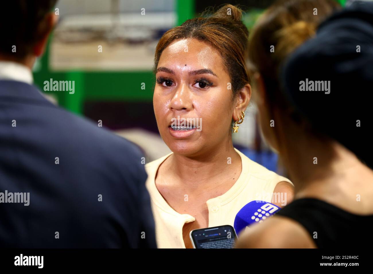 Brisbane, Australia. 19th Dec, 2024. Emeren Tiana speaks to media at ...