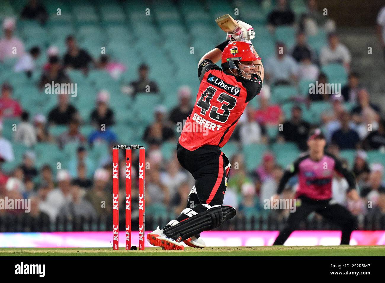 Sydney, Australia. 16th Dec, 2024. Renegades Tim Seifert hits a ...
