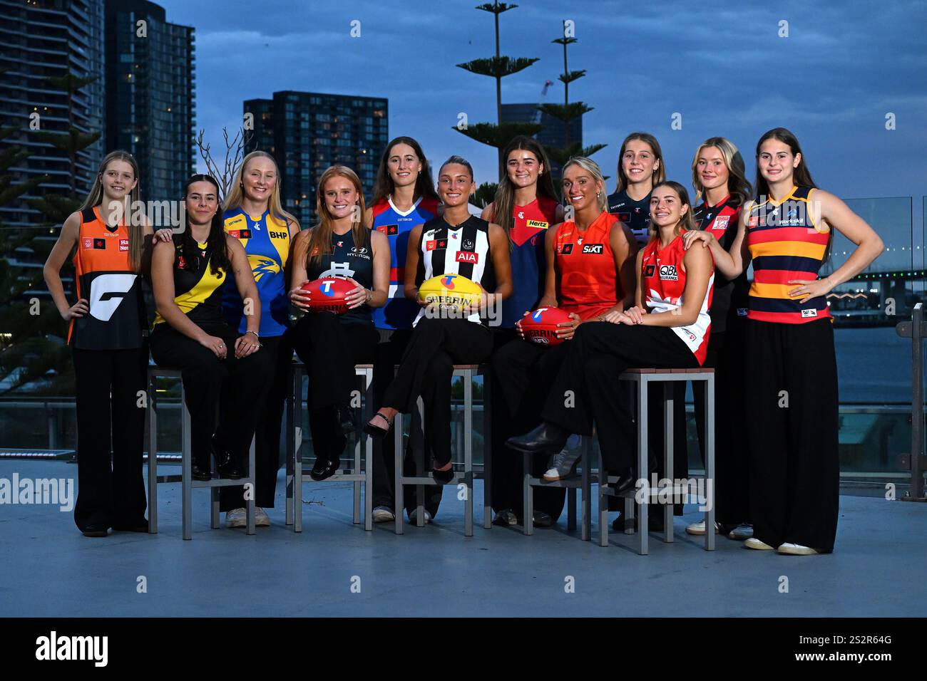 (L-R) Sara Howley of the GWS Giants, Sierra Grieves of Richmond, Lucia ...
