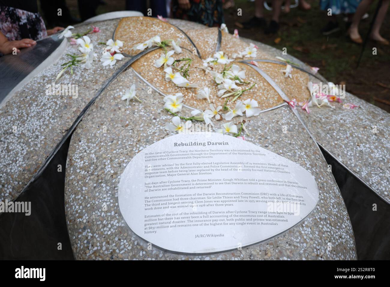 A memorial statue is seen during the 50th anniversary commemoration of ...