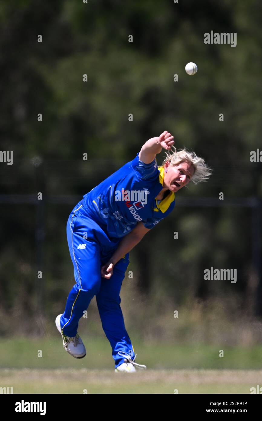 Canberra, Australia. 20th Dec, 2024. Zoe Cooke of the ACT bowls during ...
