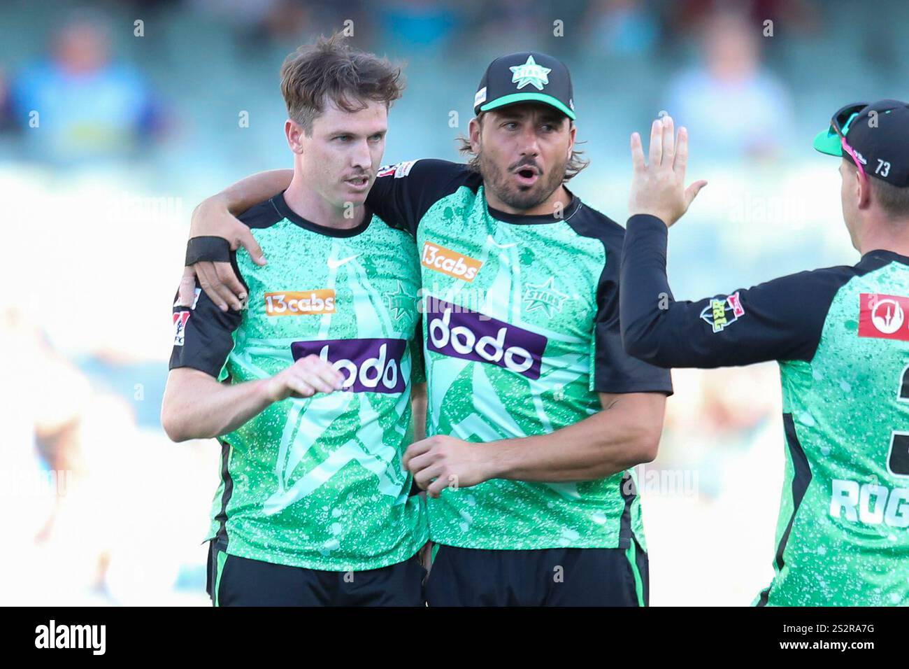Adelaide, Australia. 20th Dec, 2024. Adam Milne of the Stars celebrates ...
