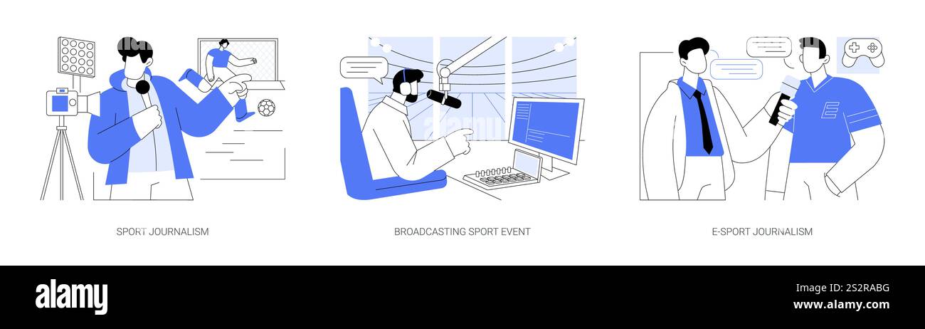 Sport journalism isolated cartoon vector illustrations se Stock Vector ...