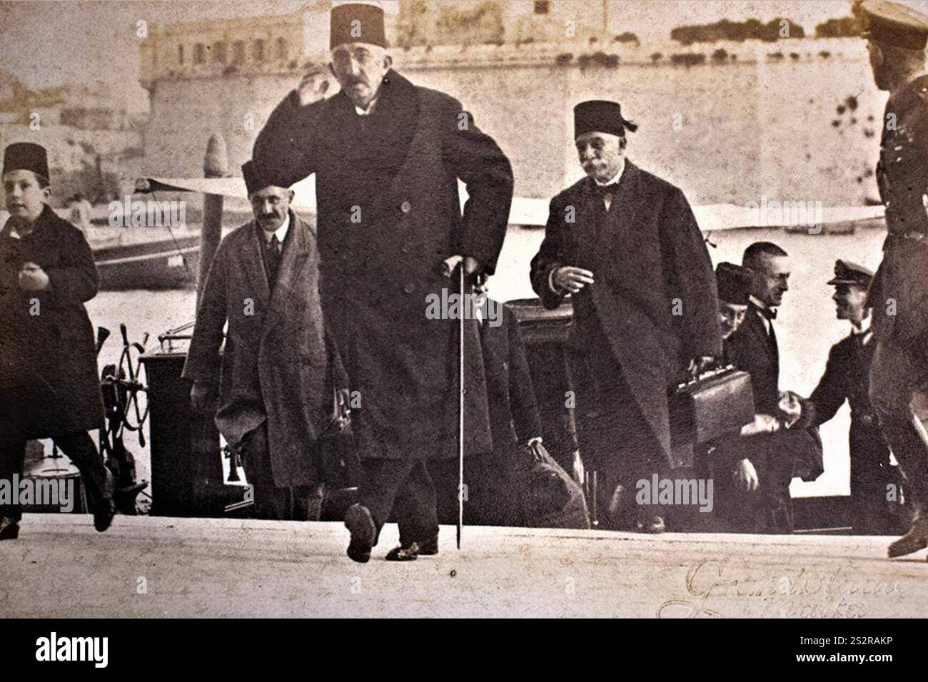 Former Ottoman Sultan Mehmed VI arrives in Malta on a British warship ...