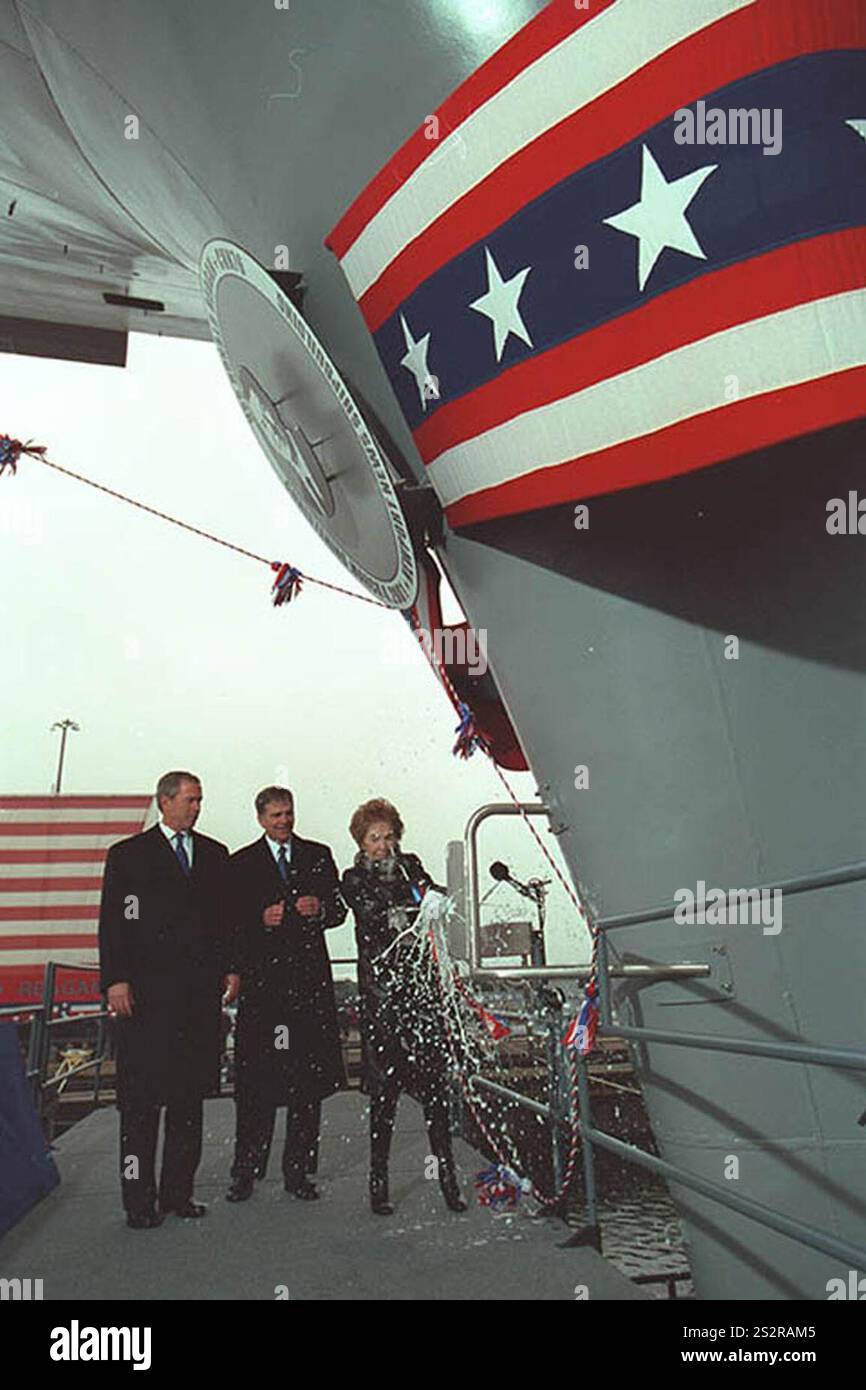 Former First Lady Nancy Reagan Christens the Aircraft Carrier USS ...