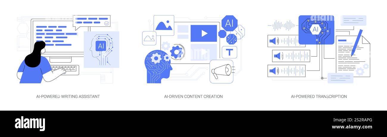 AI-enhanced Content Creation tools abstract concept vector ...
