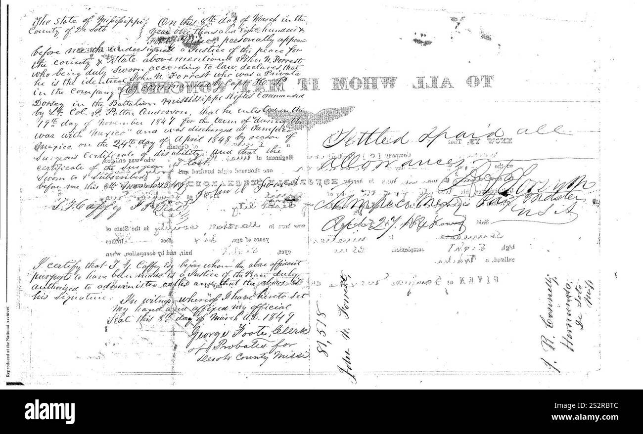 FORREST John N. - Mexican-American War Mississippi Rifles Bounty-Land ...