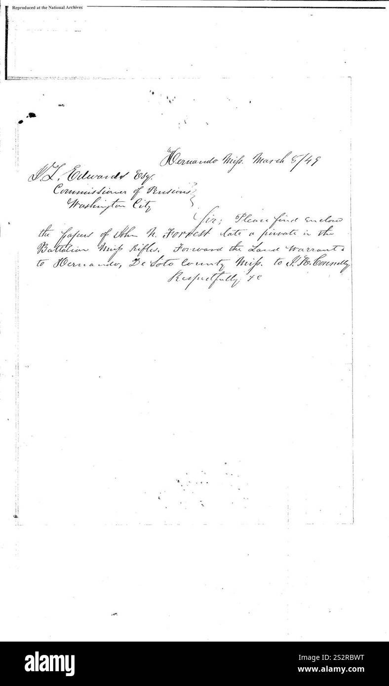 FORREST John N. - Mexican-American War Mississippi Rifles Bounty-Land ...