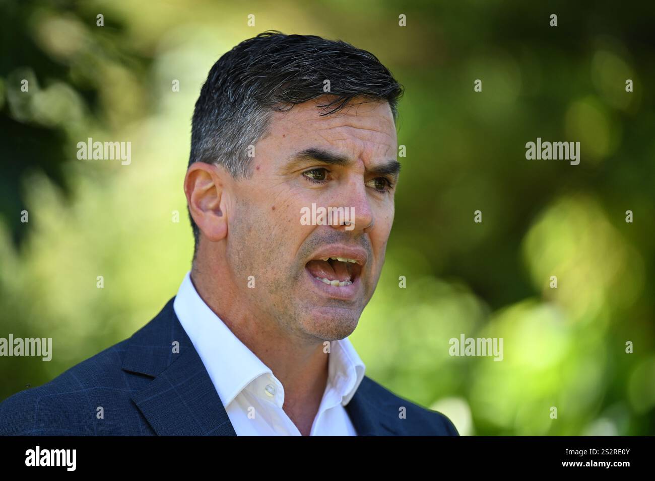 Victorian Opposition leader Brad Battin speaks to media during a press ...