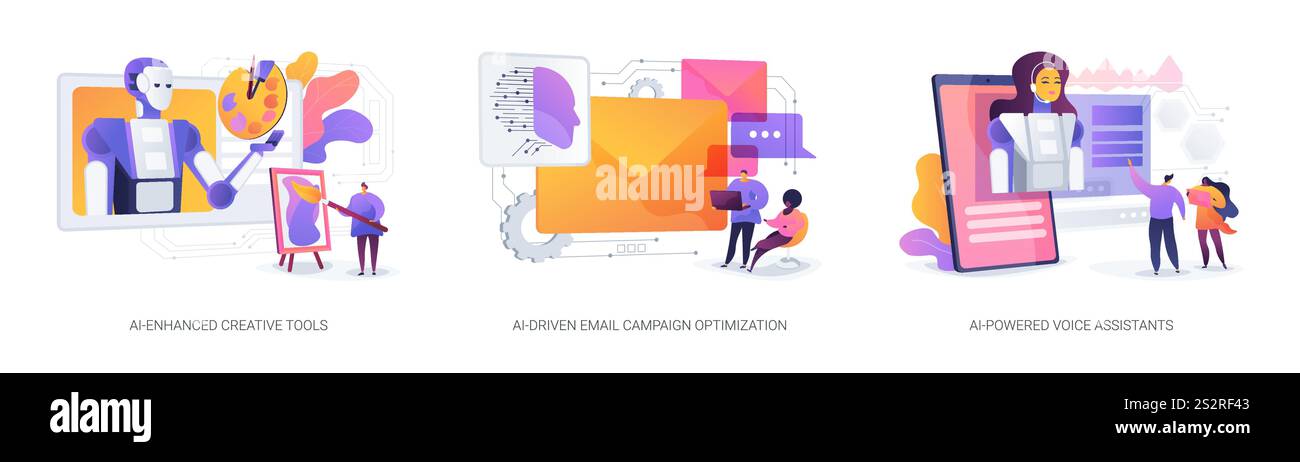 AI-powered tools and apps abstract concept vector illustrations Stock ...