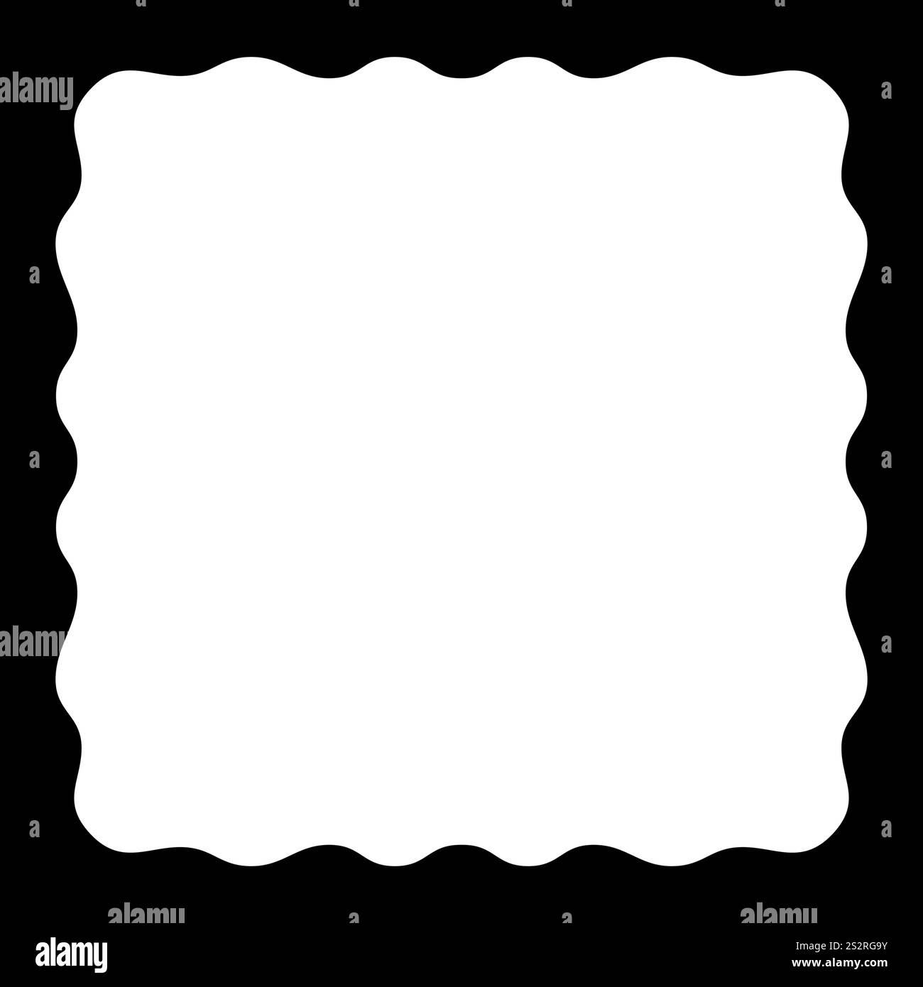 Square frame with wiggly inner edges. Rectangular shape with wavy inside borders. Picture or ...