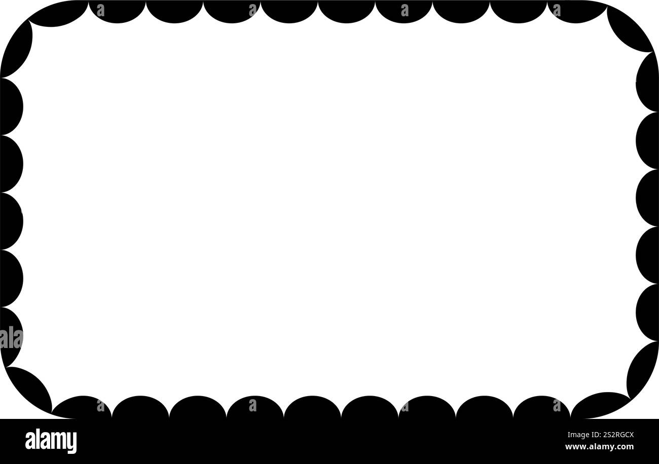 Rectangle frame with scalloped inner borders. Vignette for picture or mirror with frilly inside ...