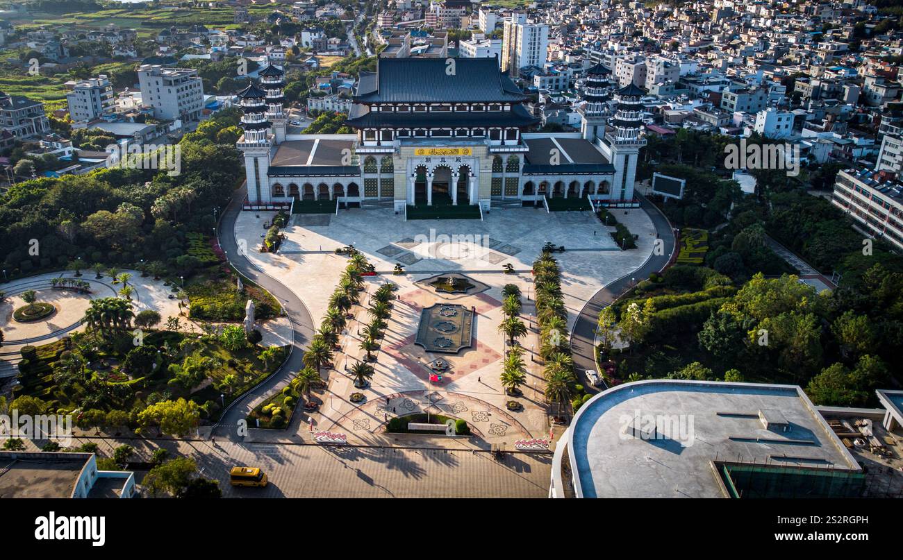 An aerial perspective showing a large and prominent building situated ...