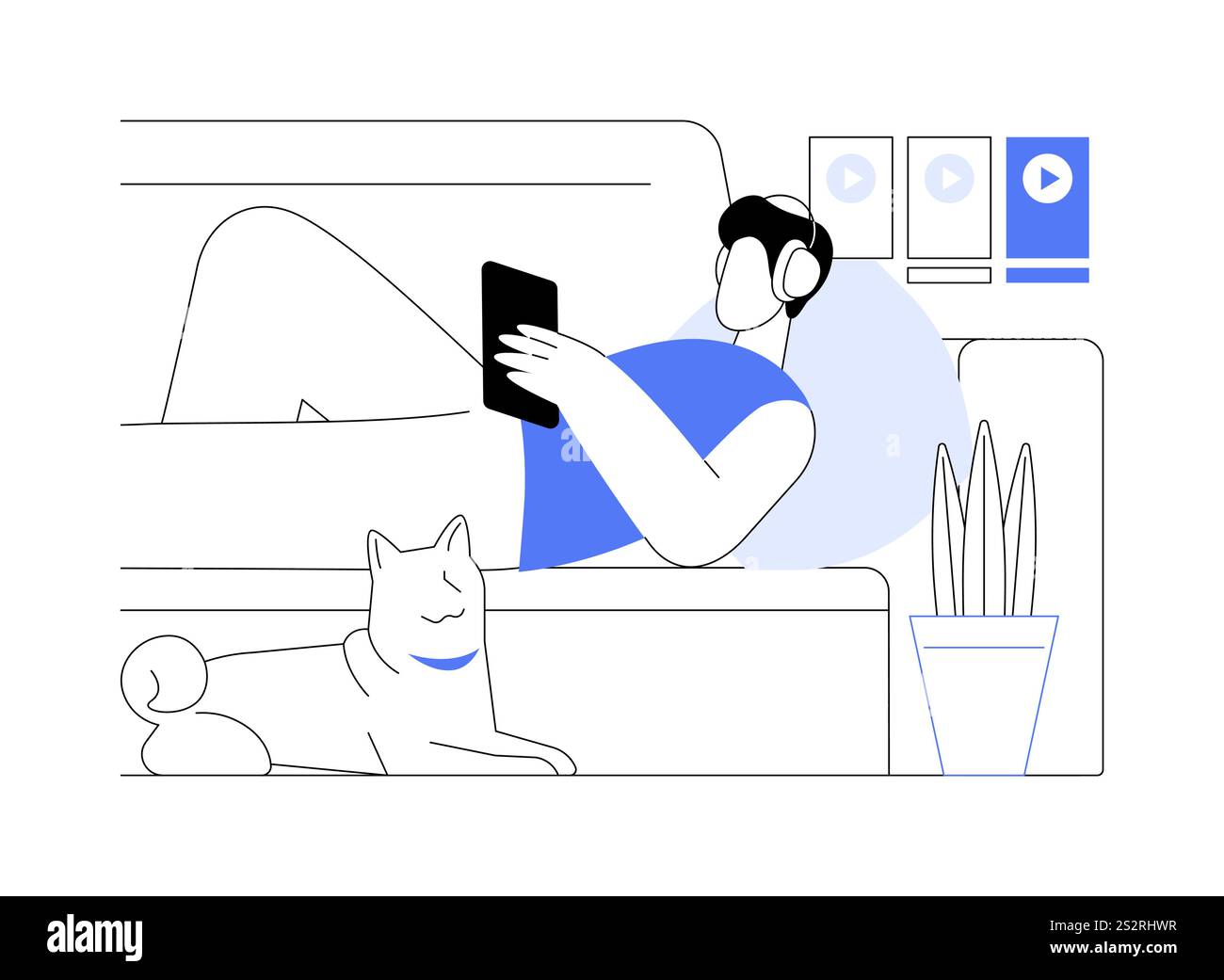 Watching videos isolated cartoon vector illustrations Stock Vector ...