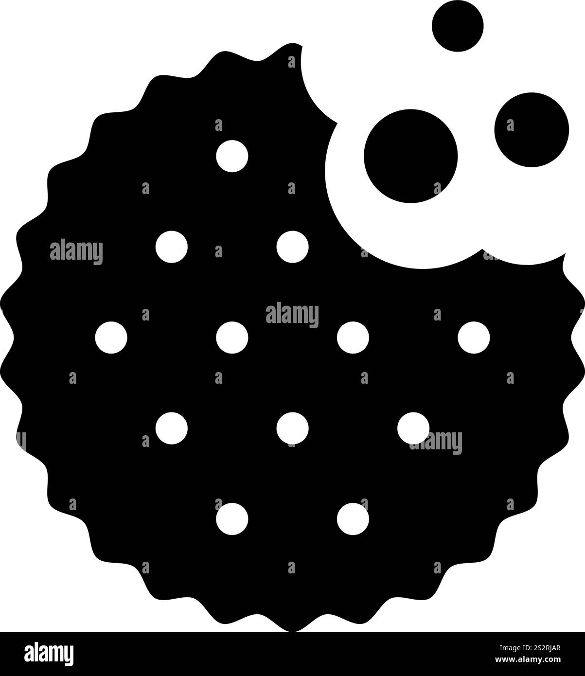 Bitten cracker silhouette with crumbs. Sweet or salty biscuit cookie in ...