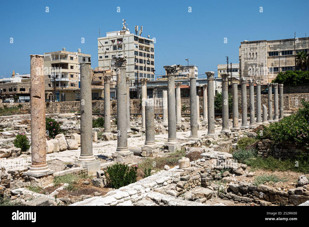 Tyre World Heritage Site Columns. Roman remainings in Lebanon Stock ...