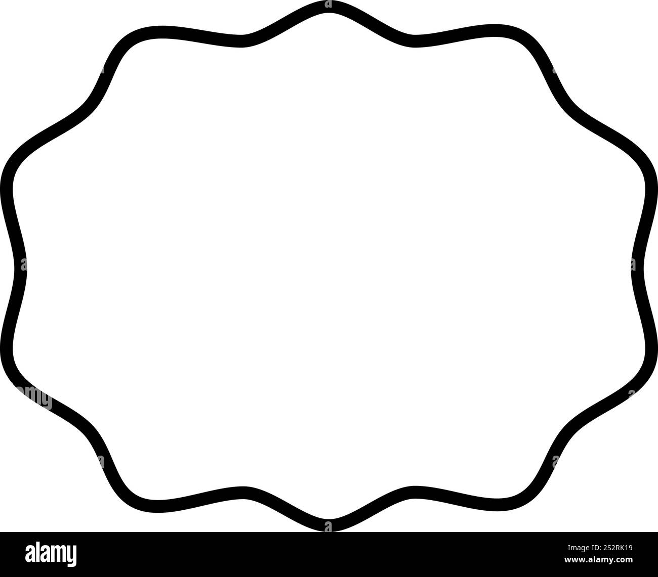 Oval frame with wavy edges. Geometric shape with scallop borders. Blank text box, speech bubble ...
