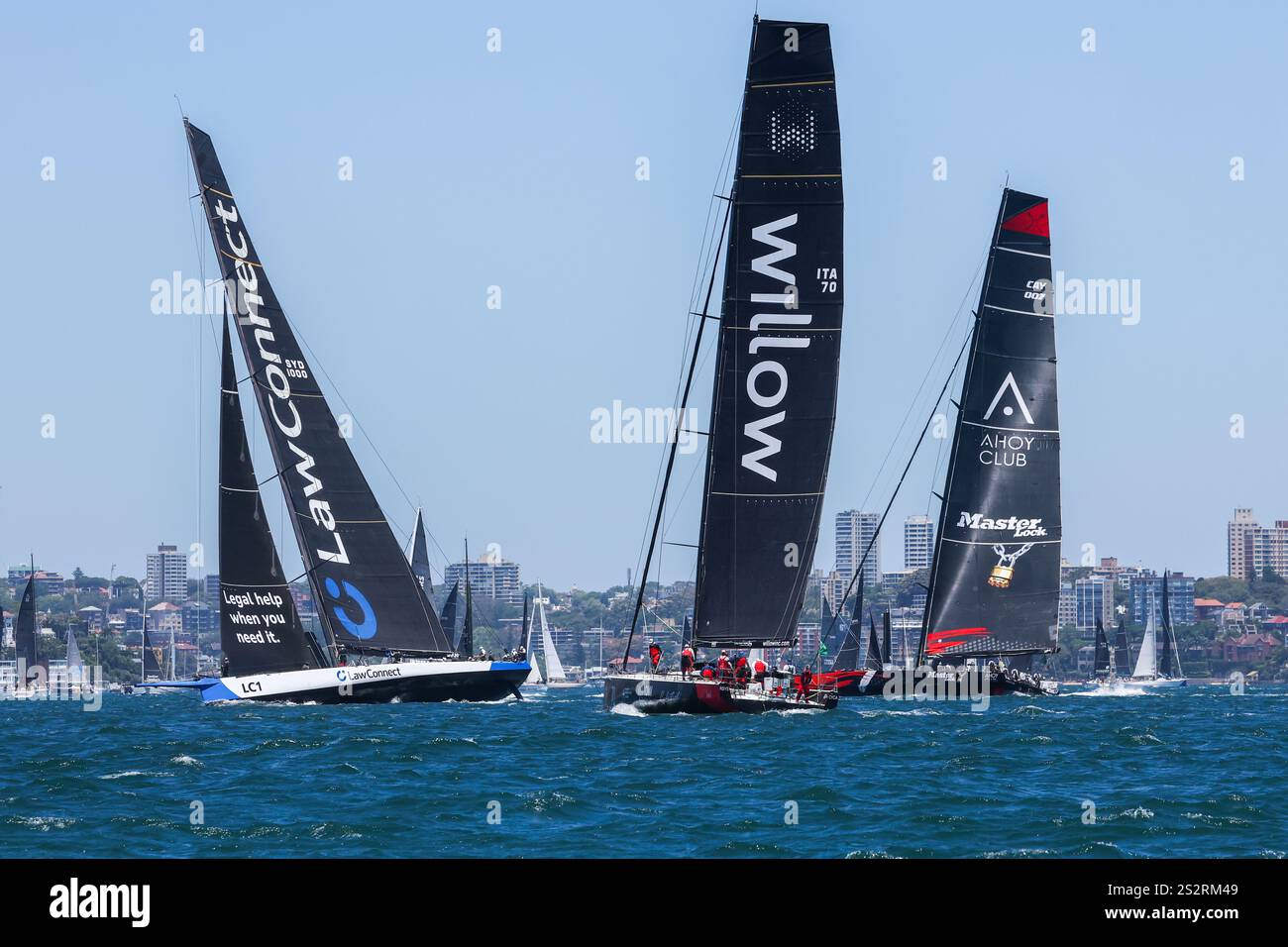 (L-R) The crews of LawConnect, Celestial and Master Lock Comanche head ...