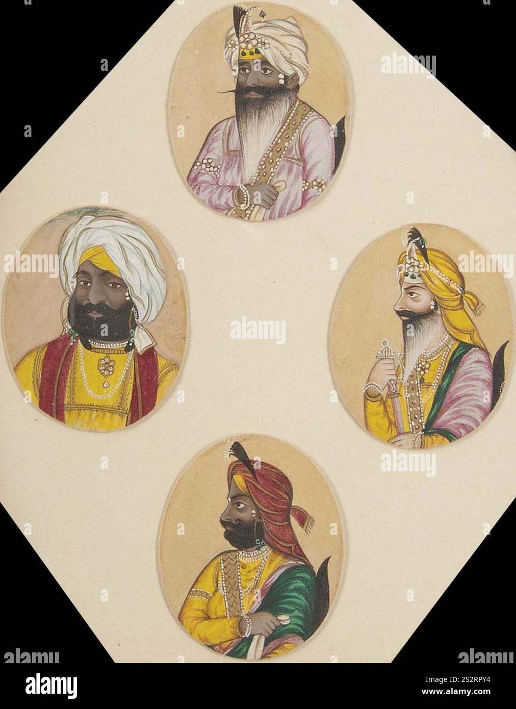 Four Medallion Portraits of Sikh Rulers, Circa Mid-19th Century Stock ...