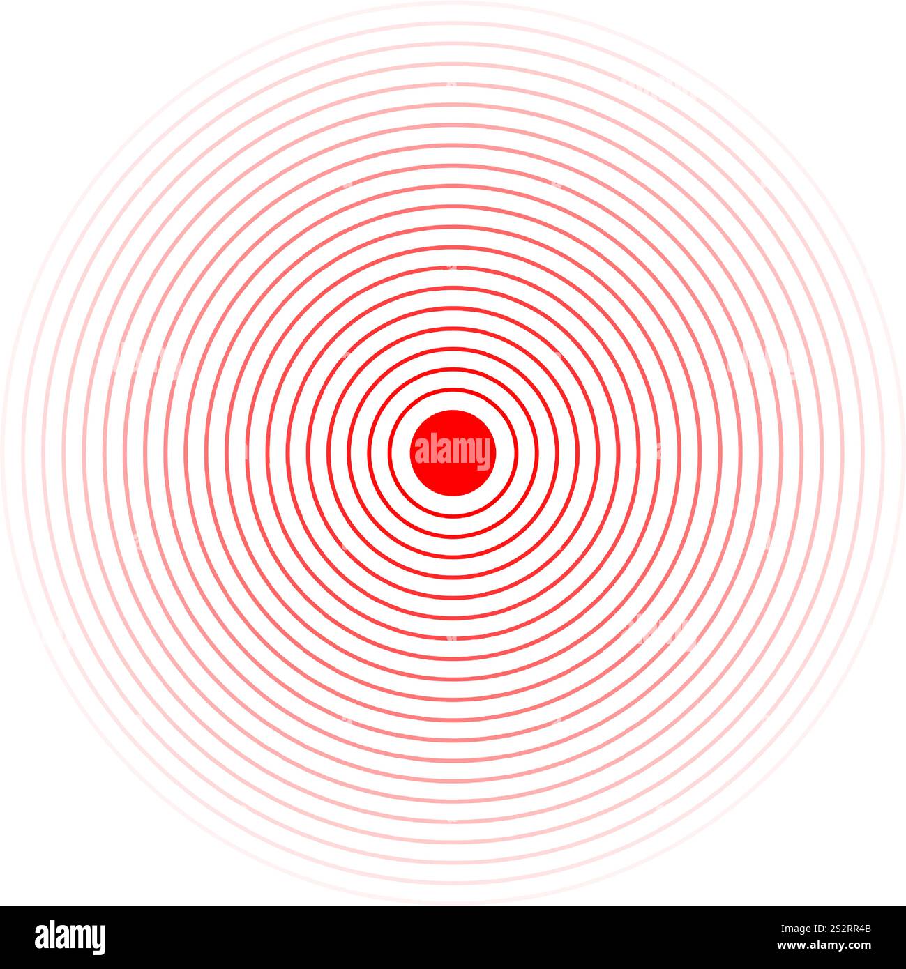 Pain localization icon. Red concentric circles. Ache, sore or ...