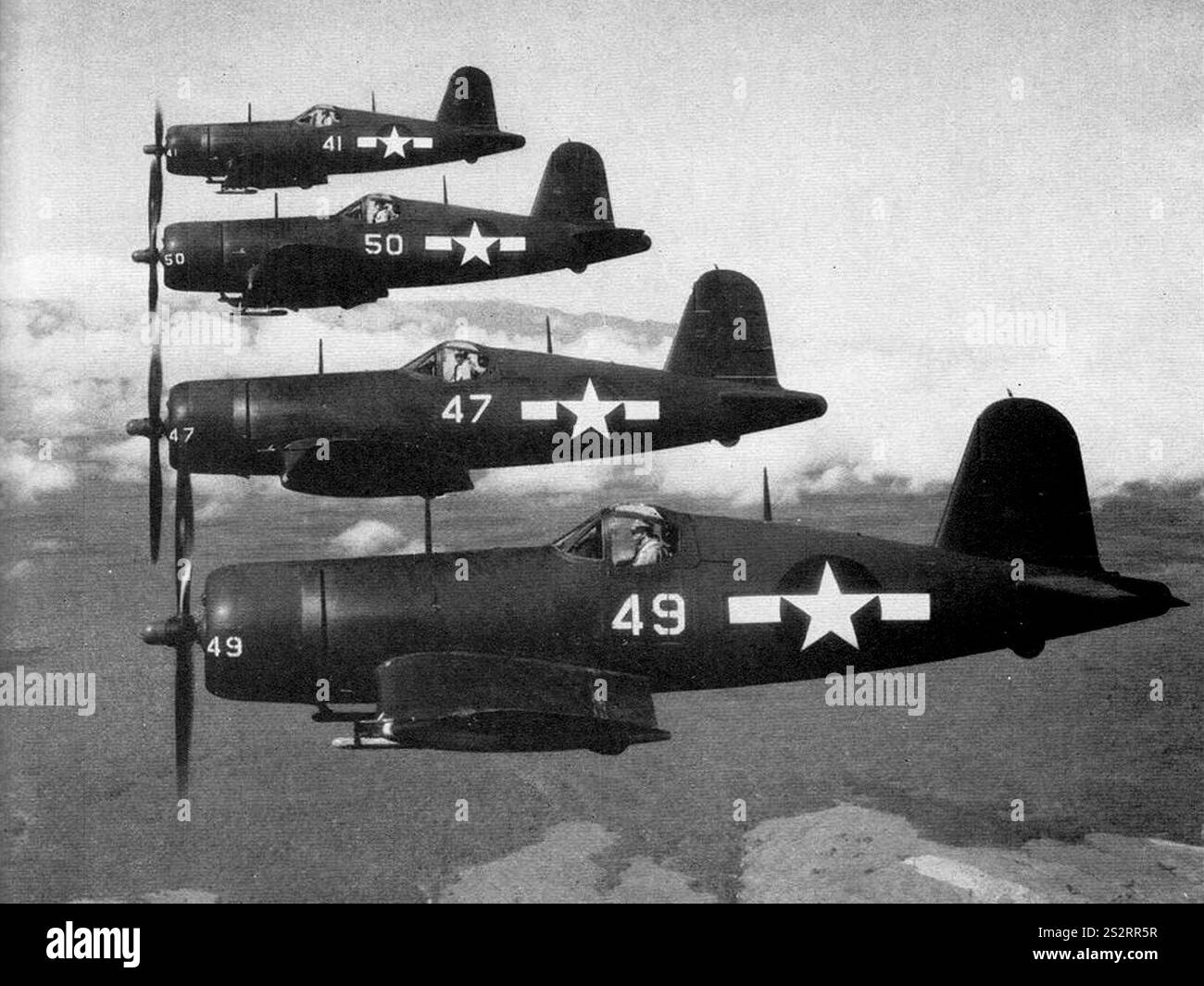 Four Vought F4U-1D Corsair of VBF-6 in flight, in 1945 Stock Photo - Alamy