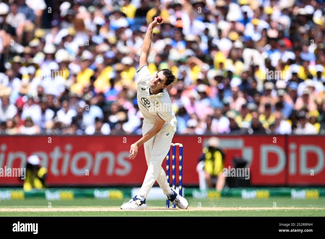 Melbourne, Australia. 27th Dec, 2024. Pat Cummins of Australia bowls ...