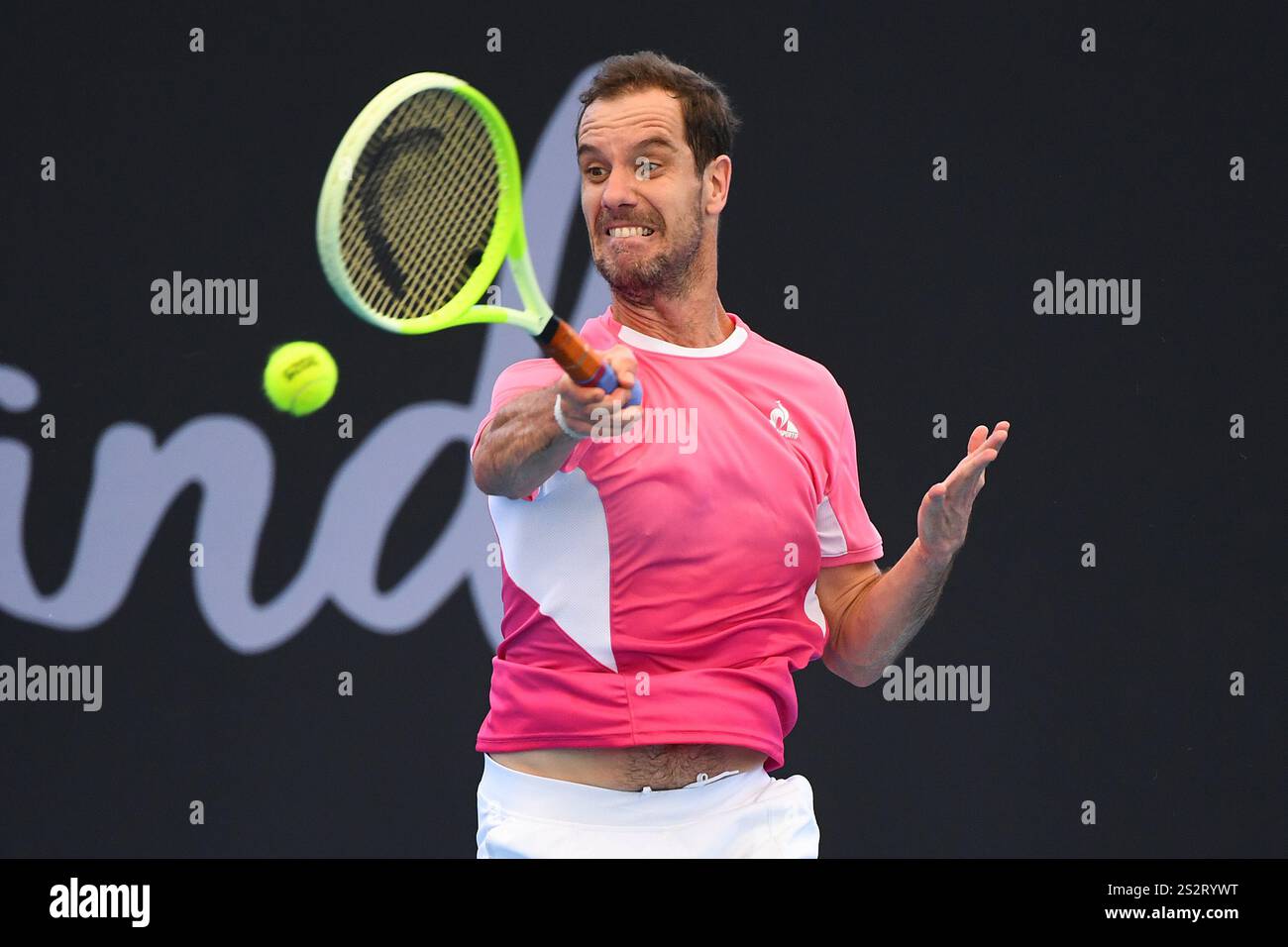 Brisbane, Australia. 28th Dec, 2024. Richard Gasquet of France plays a ...