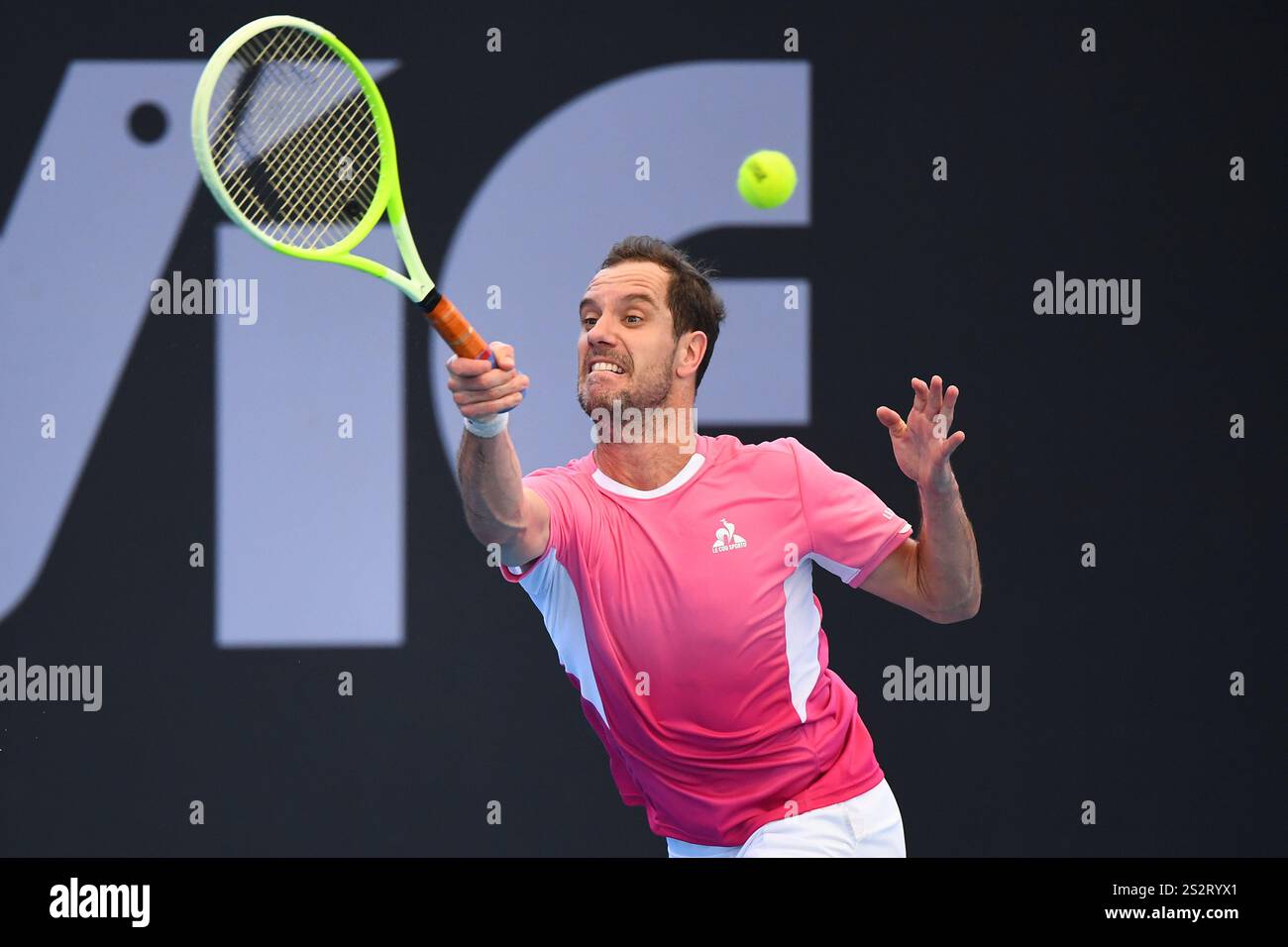 Brisbane, Australia. 28th Dec, 2024. Richard Gasquet of France plays a ...