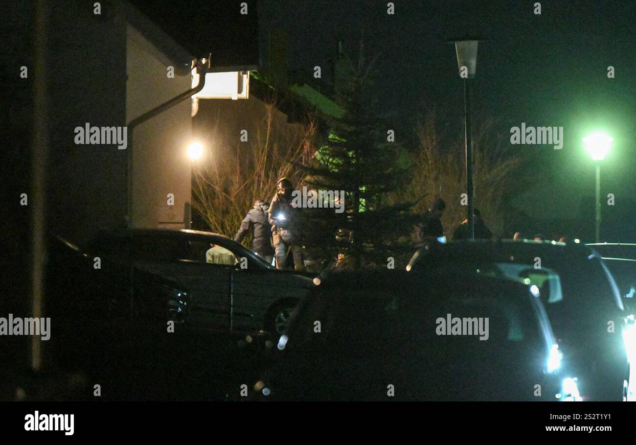 07 January 2025, Baden-Württemberg, Seckach: Police are at the scene ...