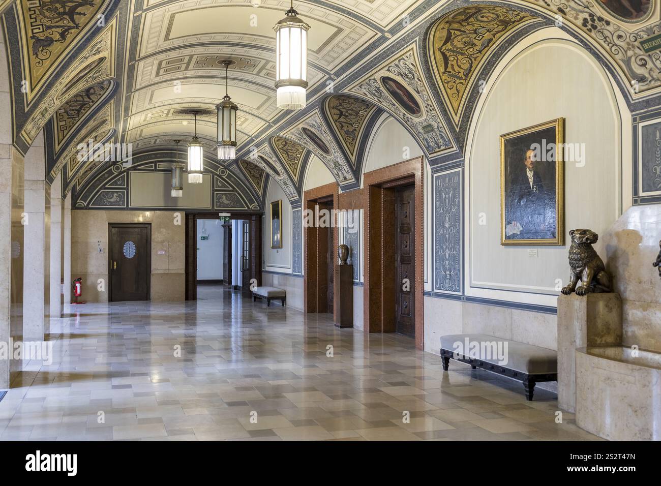 Mayor's gallery in the Wandelhalle, interior design of the town hall in ...
