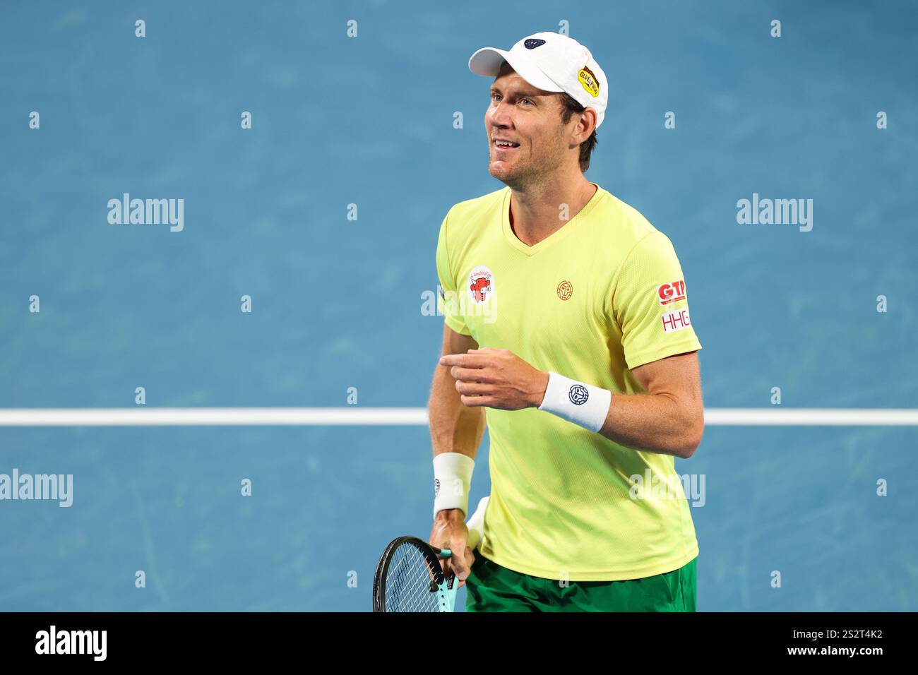 Matthew Ebden of Team Australia celebrates a point in the Group F mixed ...