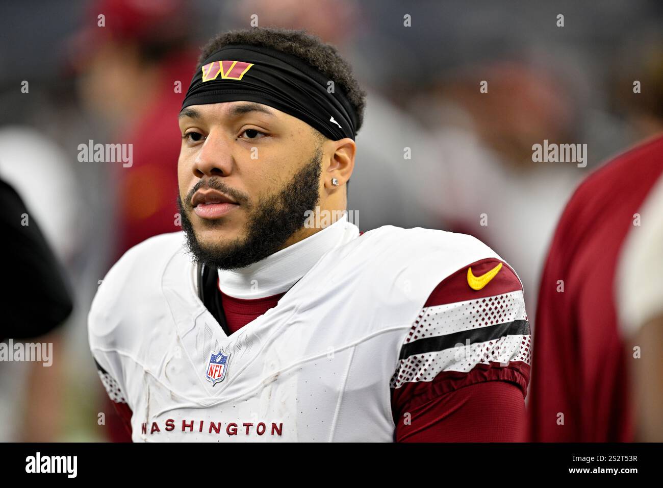 Washington Commanders running back Chris Rodriguez Jr. (36) looks on ...