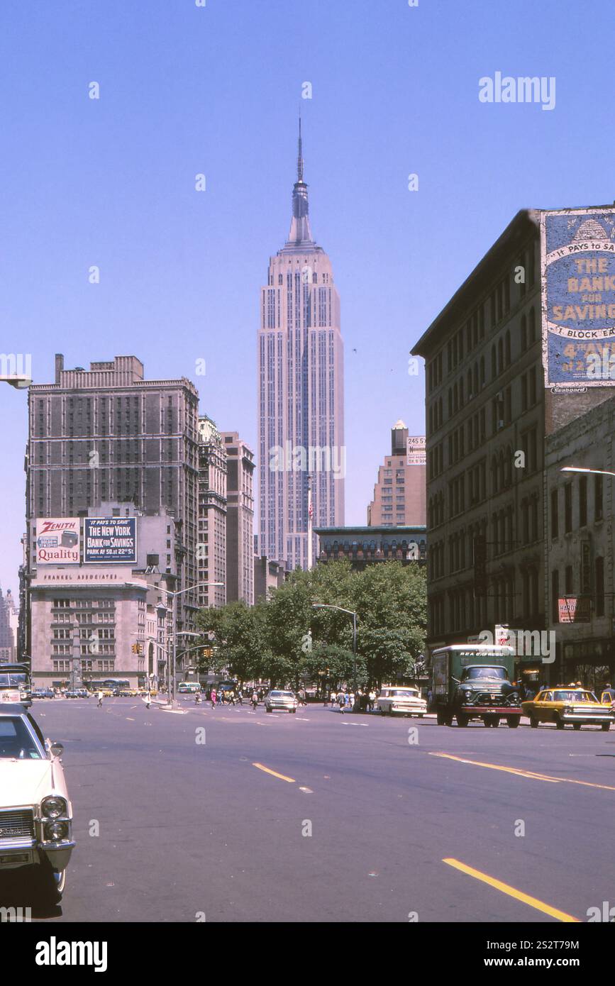 New York in 1966, Manhattan, Empire State Building seen from Madison ...