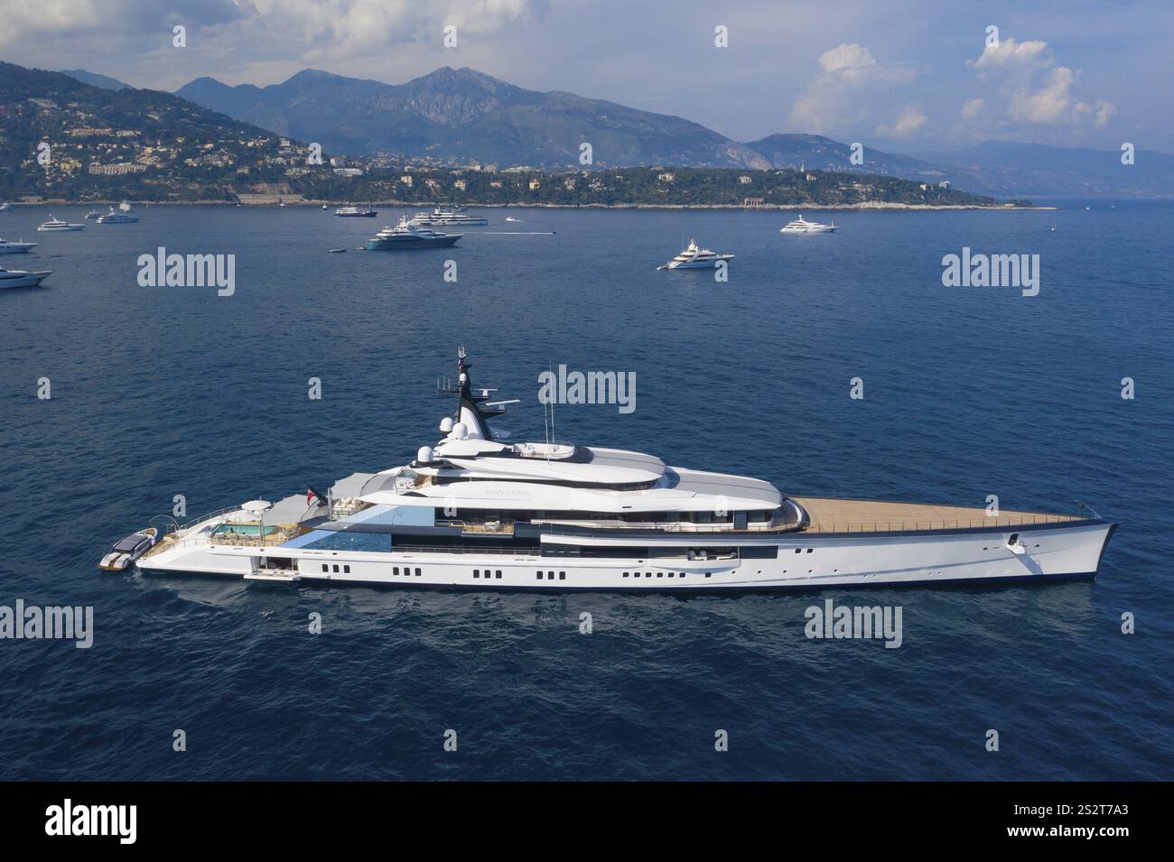 Aerial view of 109 metre motor yacht Bravo Eugenia, delivered in 2018 ...