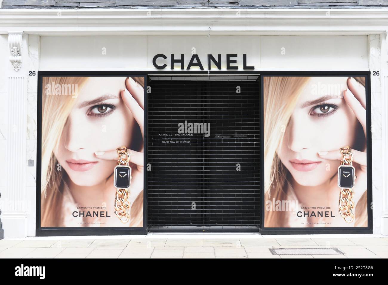 Chanel shop window with large advertising images of a woman, London ...