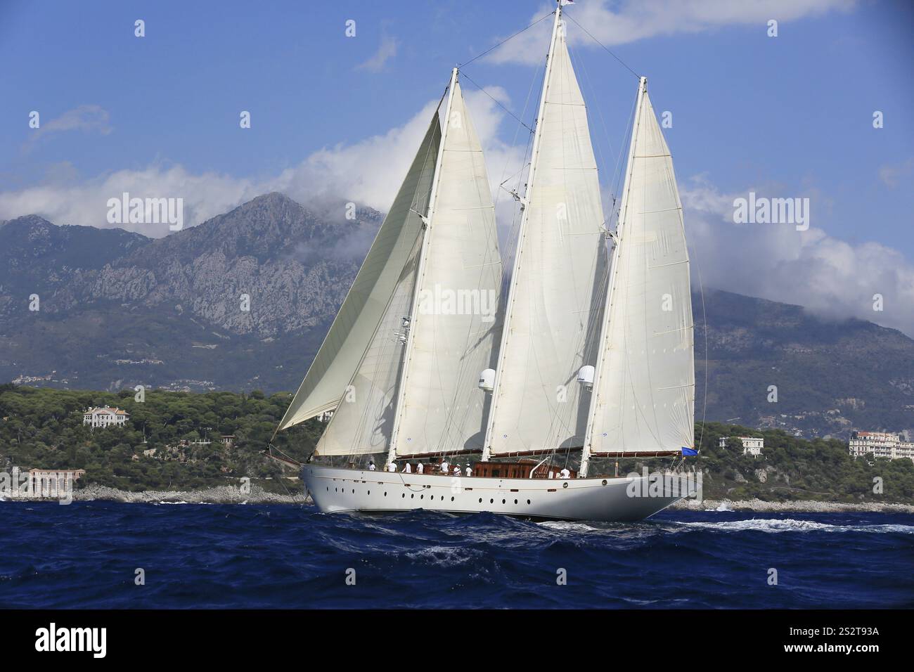 90-year-old sailing yacht Three-masted topsail schooner XARIFA sails ...