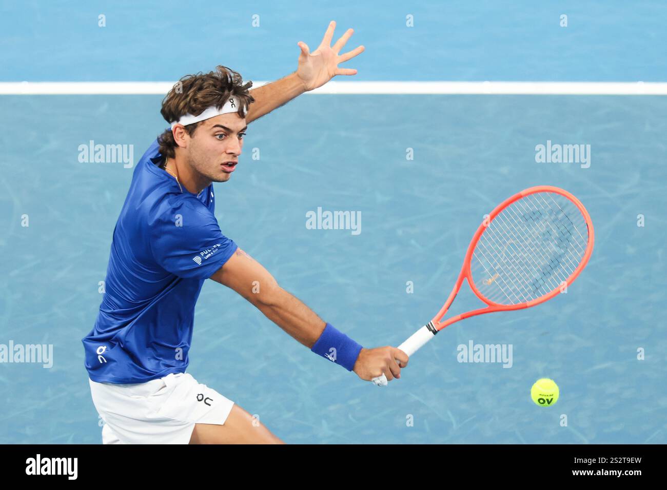 Sydney, Australia. 29th Dec, 2024. Flavio Cobolli of Team Italy plays a ...
