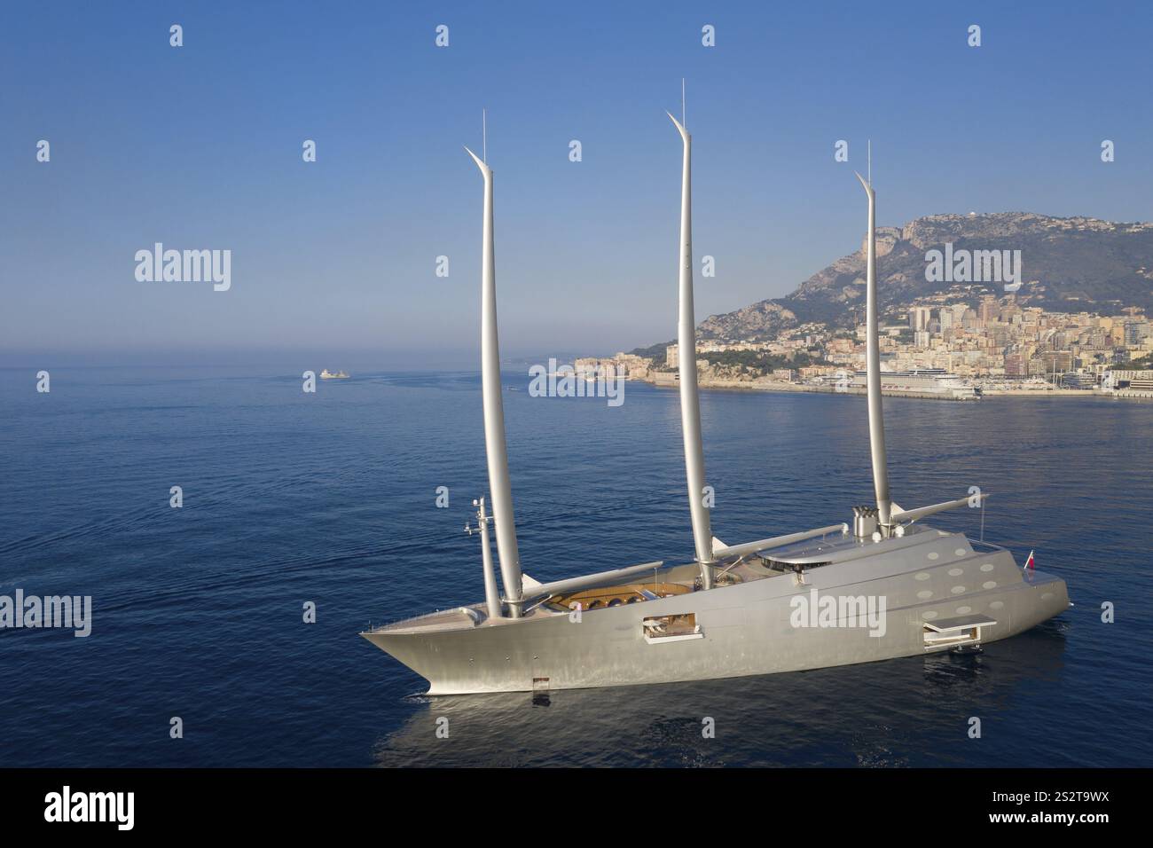 Aerial view 143 metre long Sailing Yacht A, largest sailing yacht in ...