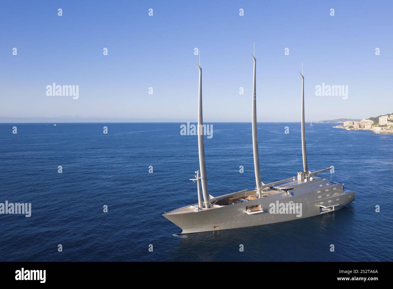 Aerial view 143 metre long three-master Sailing Yacht A, largest ...