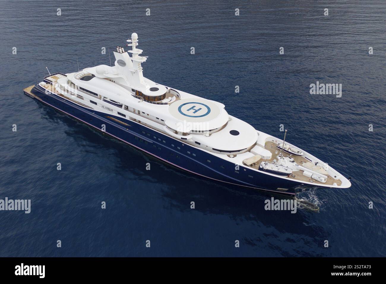 Aerial view of 133 metre motor yacht AL MIRQAB, delivered in 2008 by ...