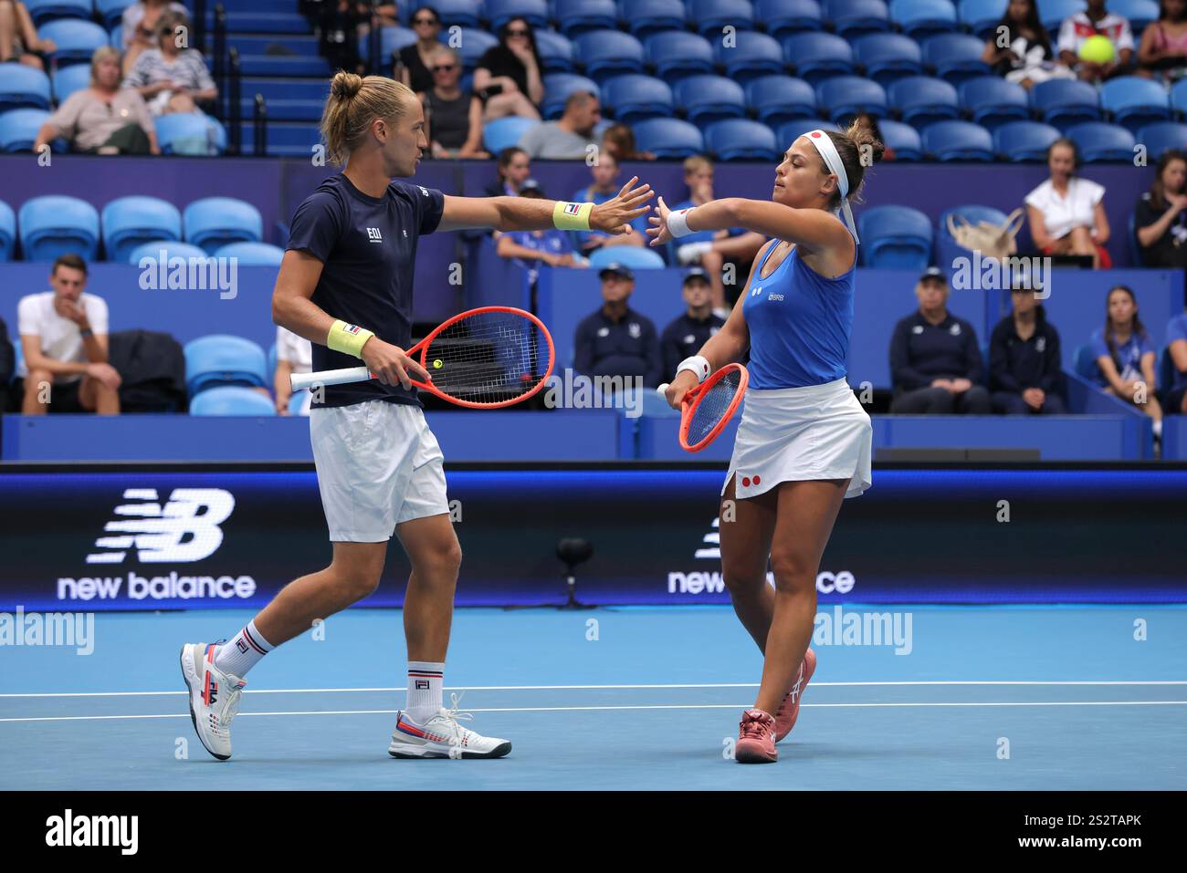 Rafael Matos and Carolina Alves of Brazil in action against Tim Puetz ...