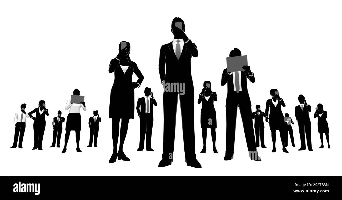 Silhouette communication people Black and White Stock Photos & Images ...