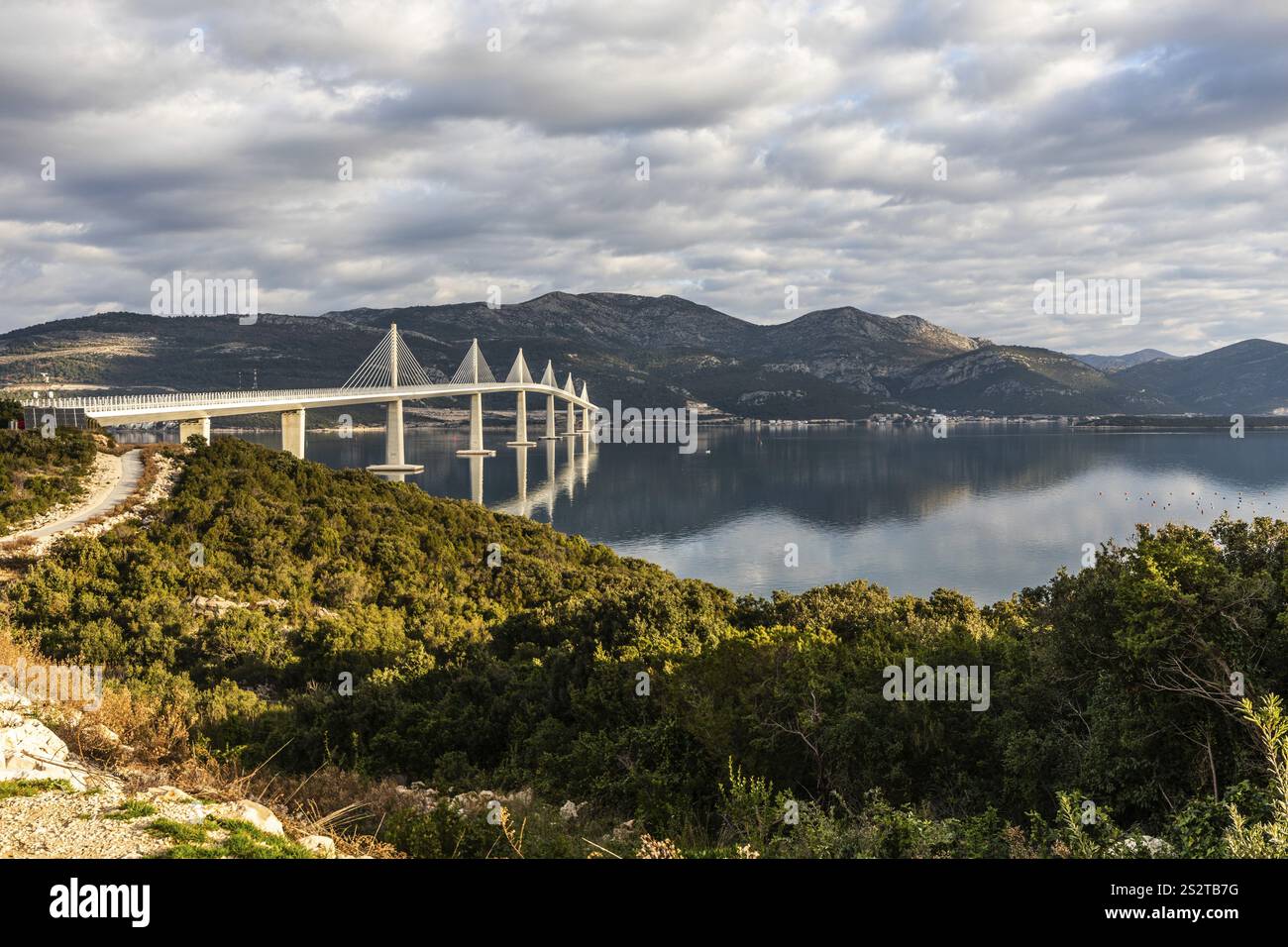 Peljesac Bridge, two-lane cable-stayed bridge between the Peljesac ...