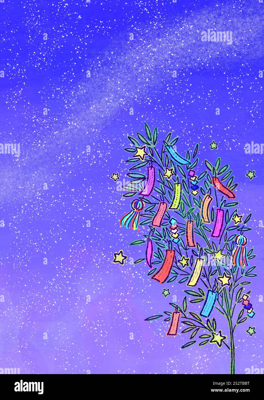 Starry sky and Tanabata decorations Stock Photo - Alamy